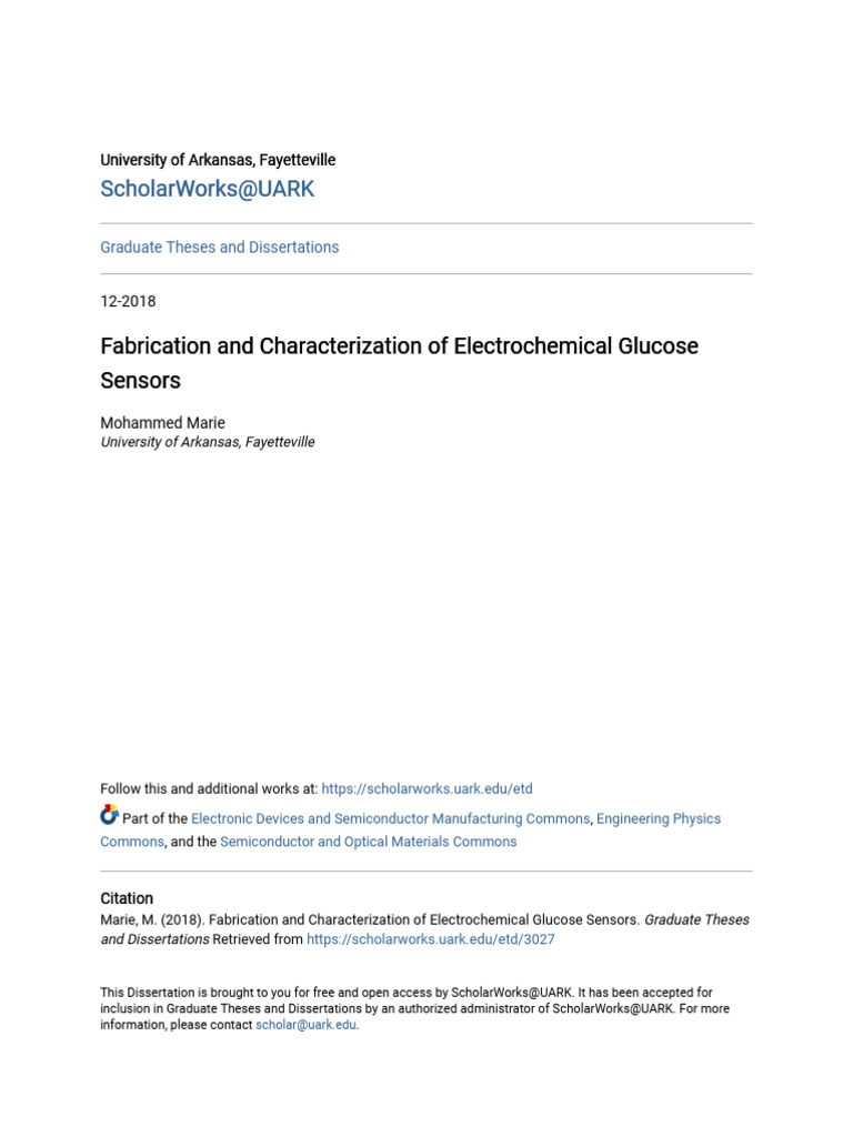 Fabrication and Characterization of Electrochemical Glucose Senso | PDF ...
