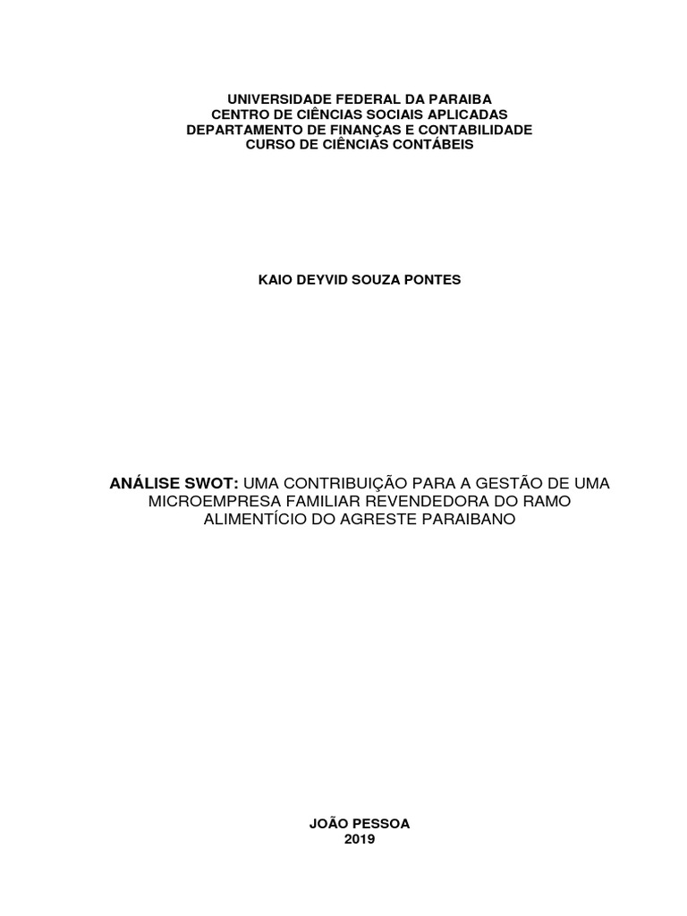 TCC Base | PDF | Análise SWOT | Contabilidade