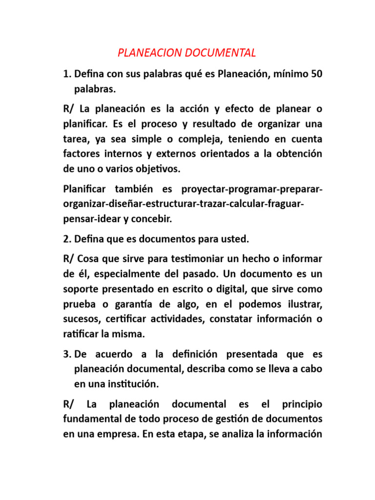 Planeacion Documental | PDF | Gestión de registros | Planificación