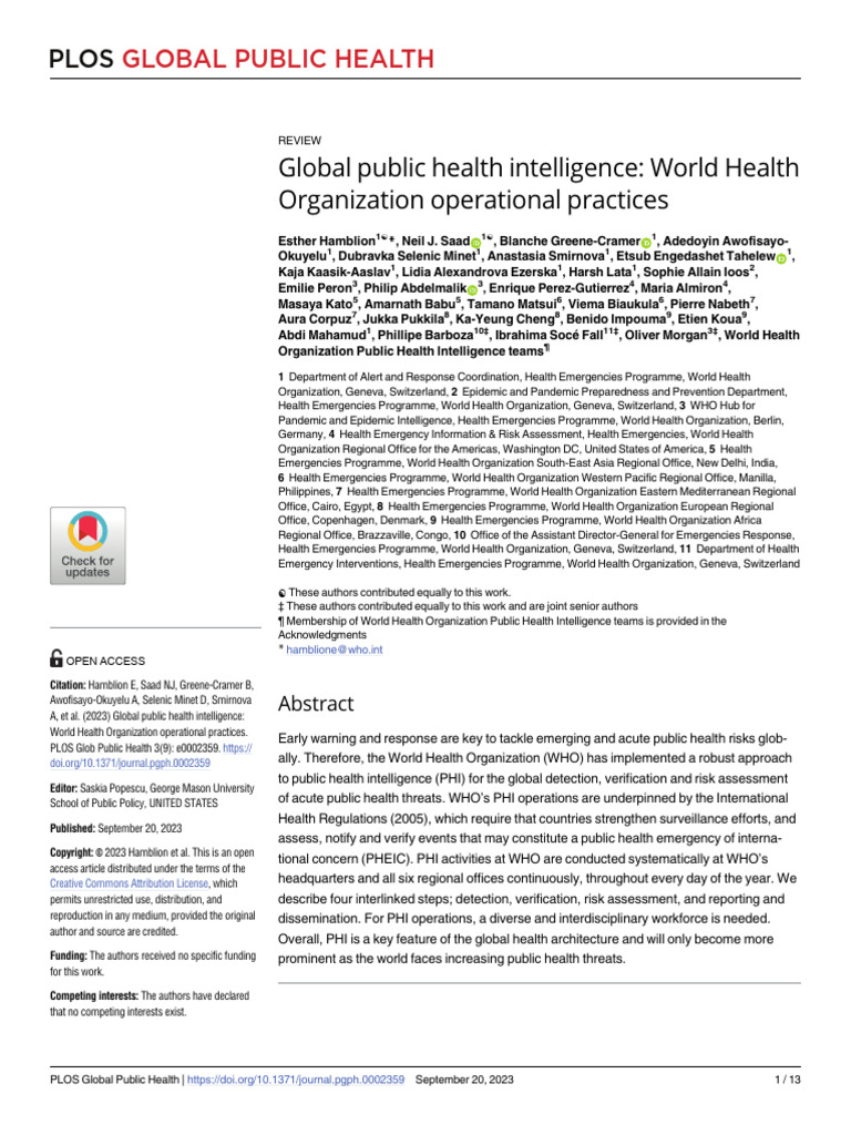 Global Public Health Intelligence World Health Org | PDF | World Health ...