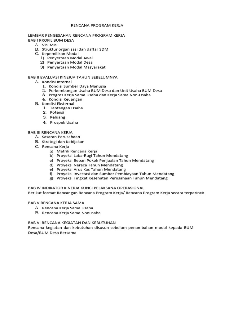 Rencana Program Kerja BUMDes (AutoRecovered) | PDF