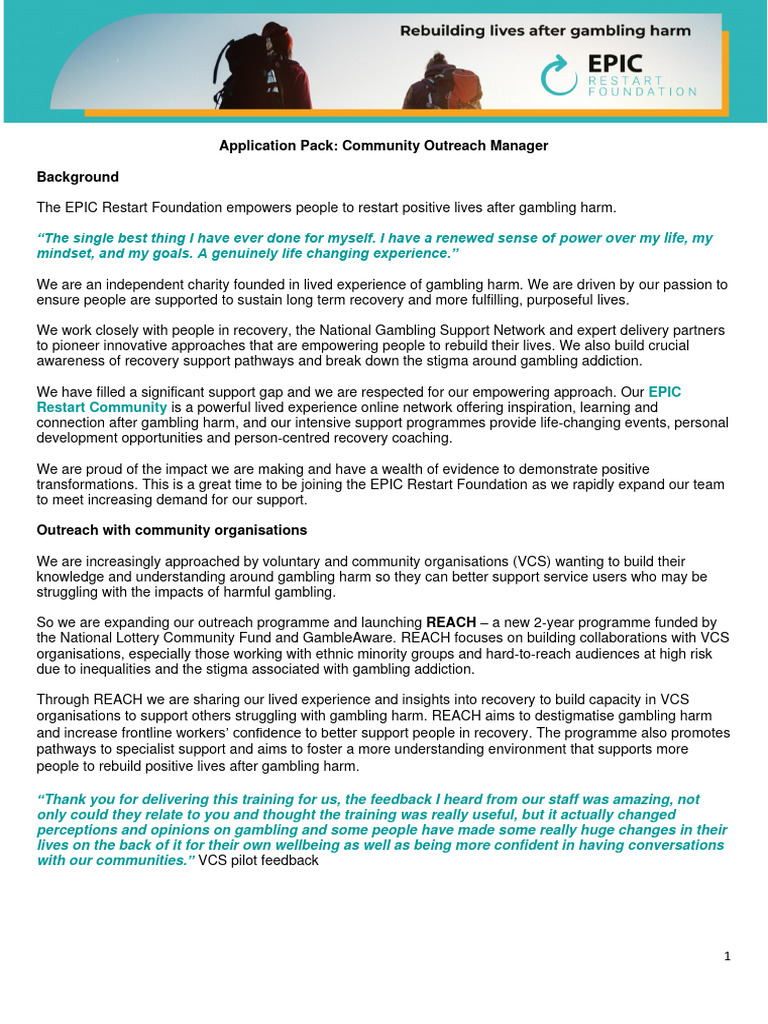Community Outreach Manager Application Pack May 2024 | PDF | Experience ...