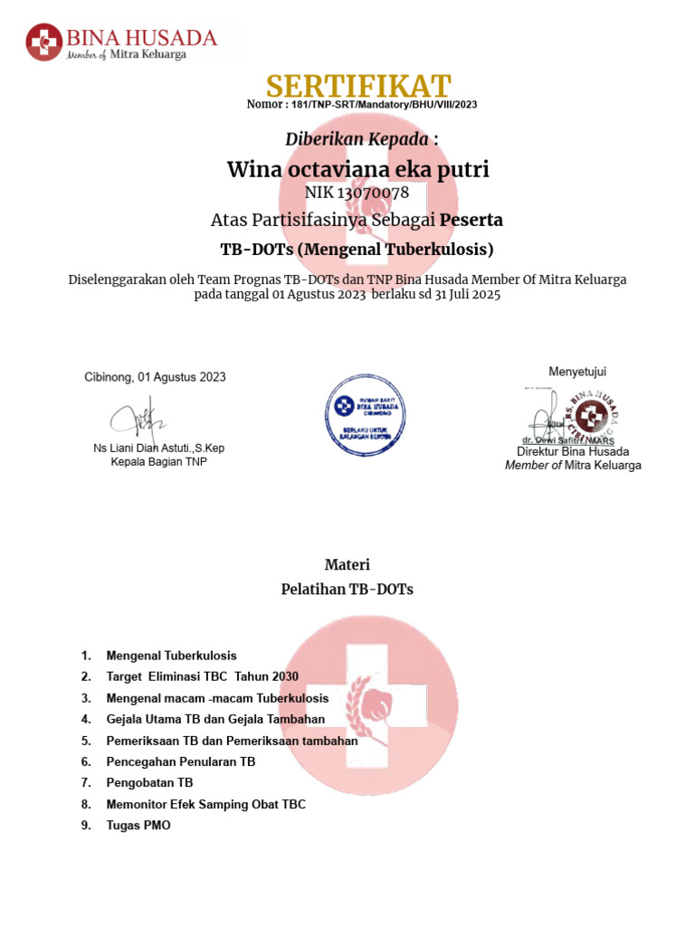 Sertifikat TB Dots | PDF