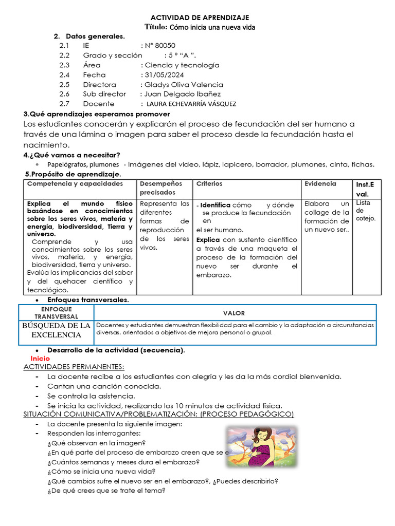 ACT. 31-05-24-CYT-como Inicia Una Nueva Vida.lloredo[1] | Descargar gratis PDF | Embrión ...