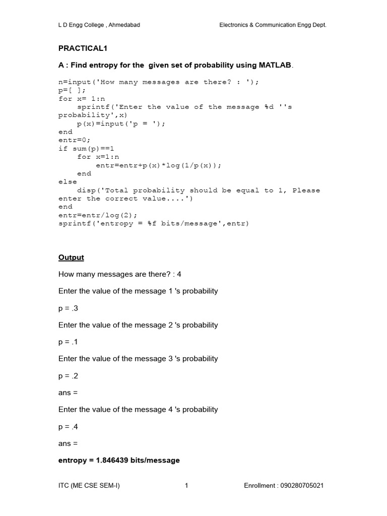 Itc Practicle | PDF | Code | Theoretical Computer Science