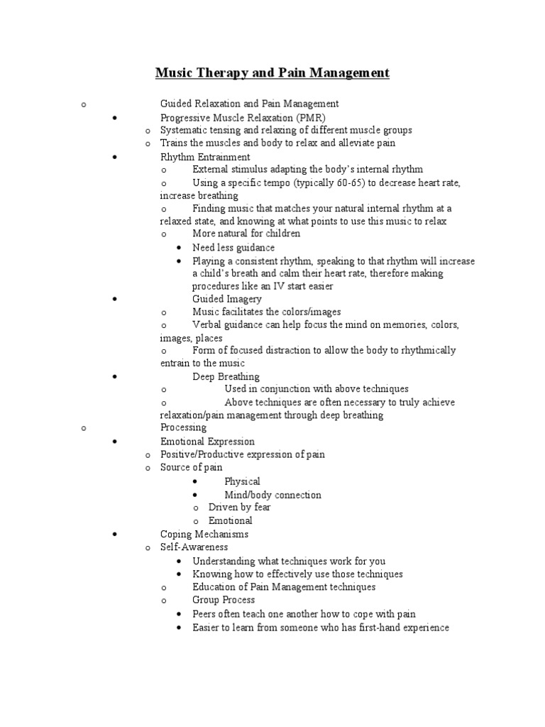 Music Therapy and Pain Management | PDF | Relaxation (Psychology ...