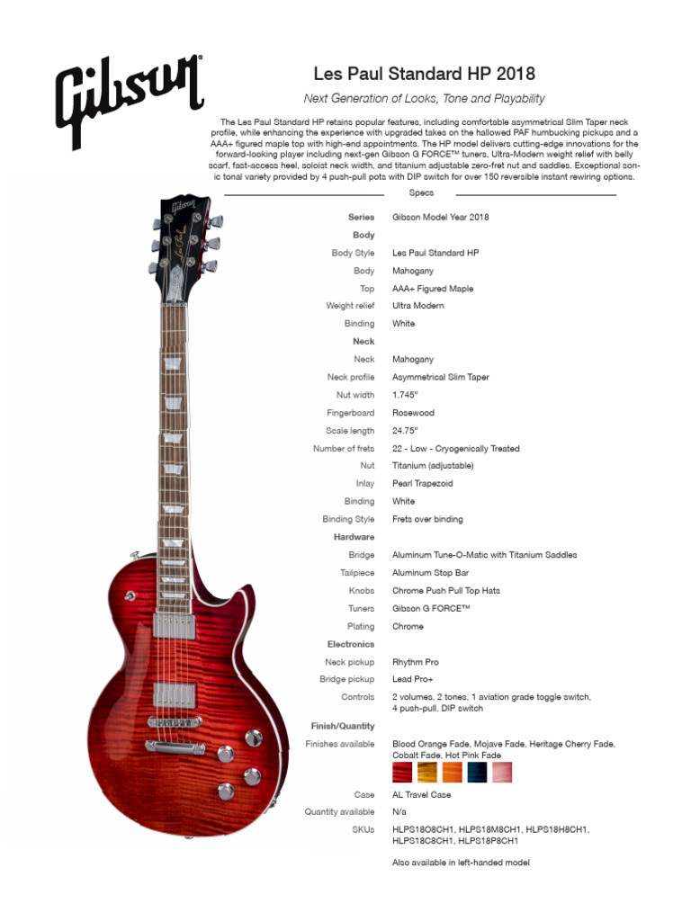 Les Paul Standard HP 2018 - One Sheet | PDF | Celtic Musical ...