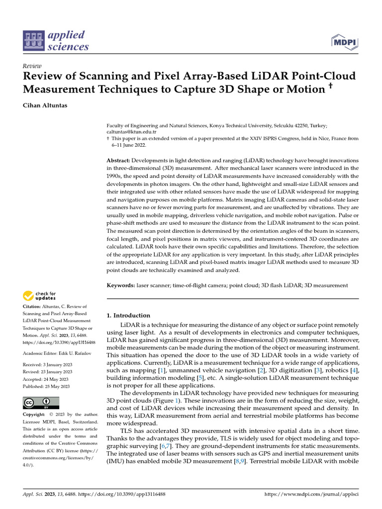 Review of Scanning and Pixel Array-Based LiDAR Point-Cloud | PDF | Lidar | 3 D Computer Graphics