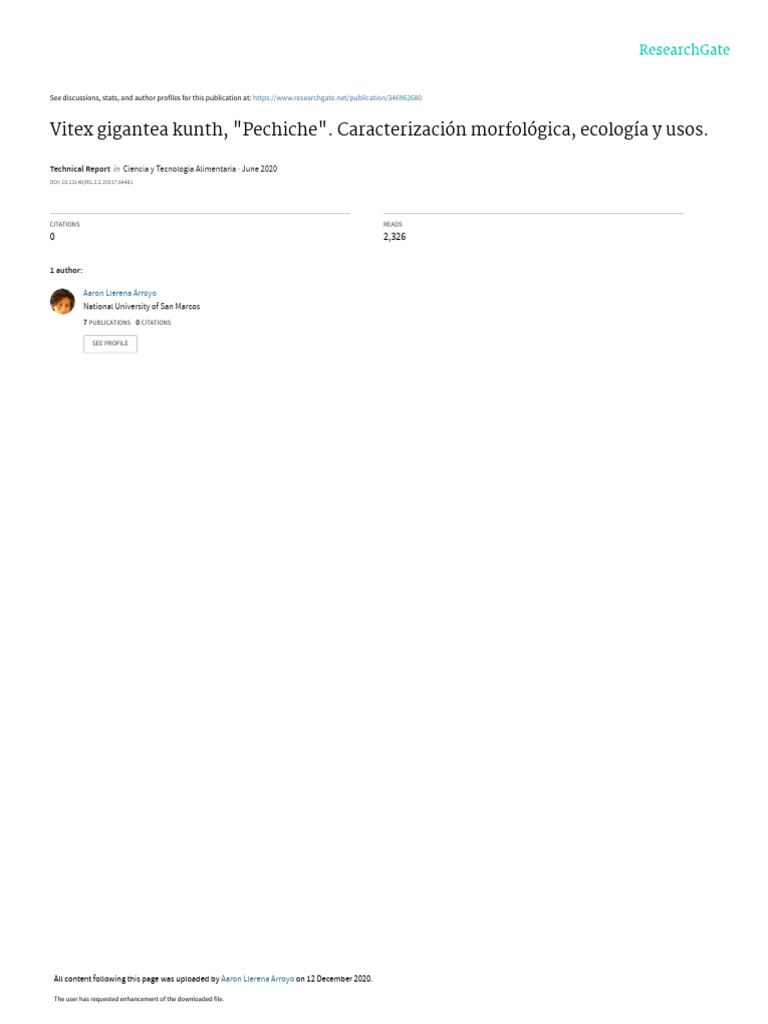 Vitex Gigantea Kunth Pechiche | Descargar gratis PDF | Hoja | Suelo