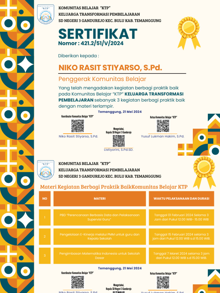 Niko SERTIFIKAT PENGGERAK KOMUNITAS | PDF