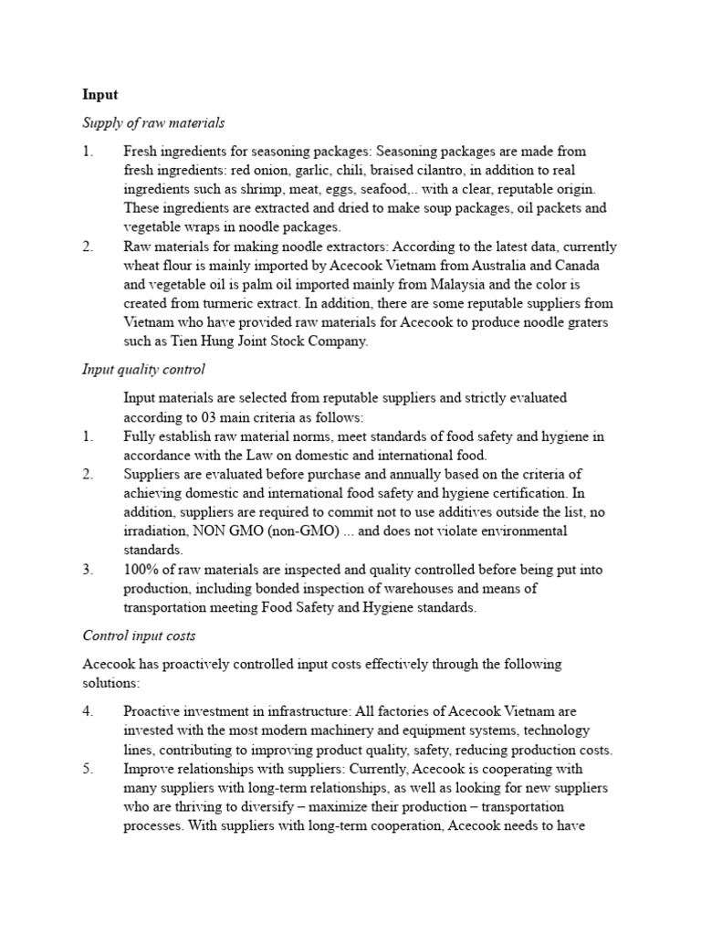 Ph.tích chuỗi g.trị cty ACECOOK Finalize | PDF | Logistics | Warehouse