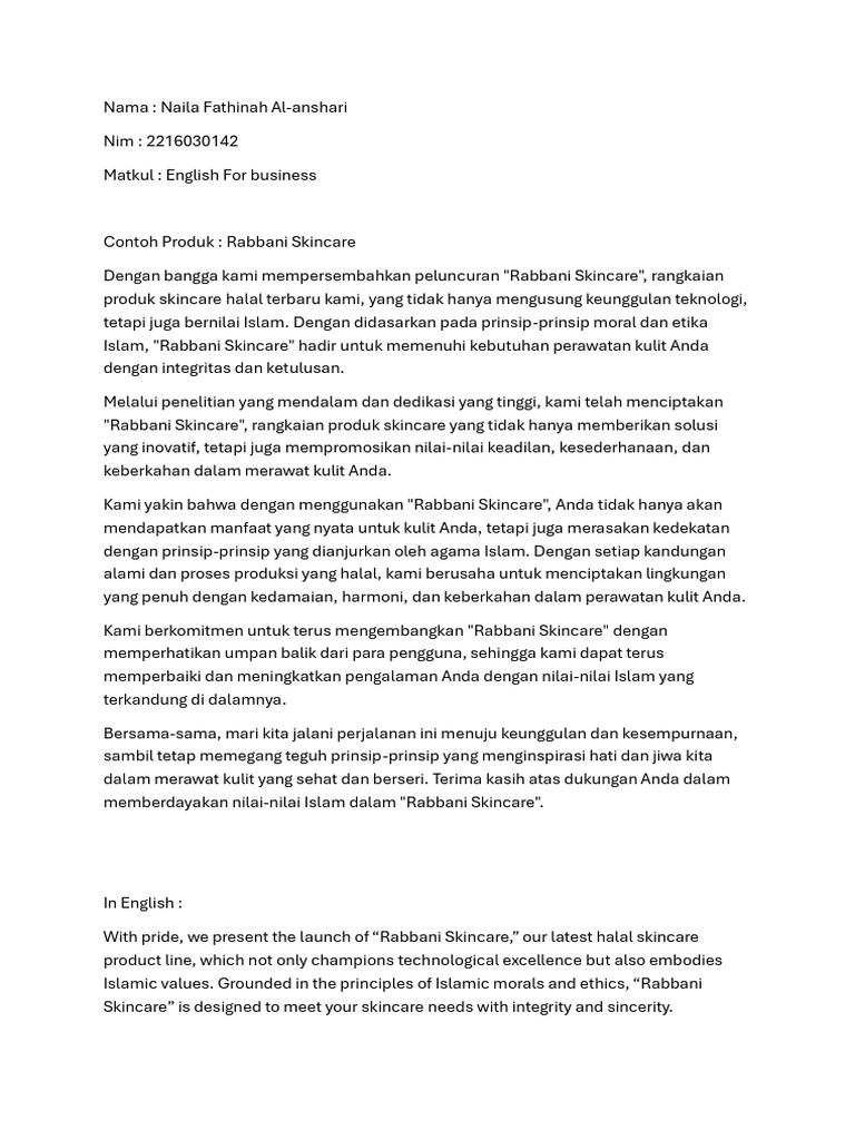 Contoh Teks Launcing Islamic Product | PDF