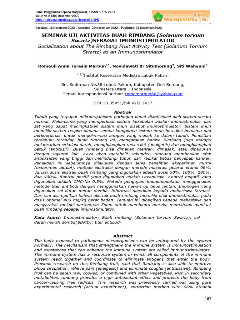 Rimbang Fruit: Immunostimulator Benefits | PDF