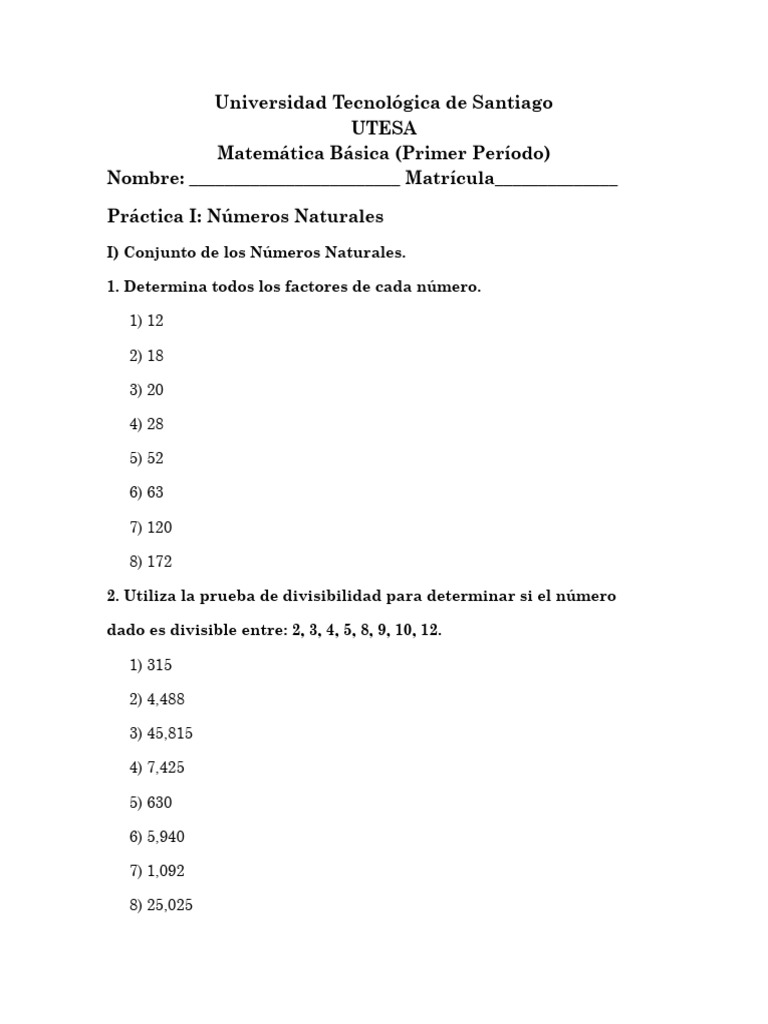 Practica De Los Numeros Naturales Pdf