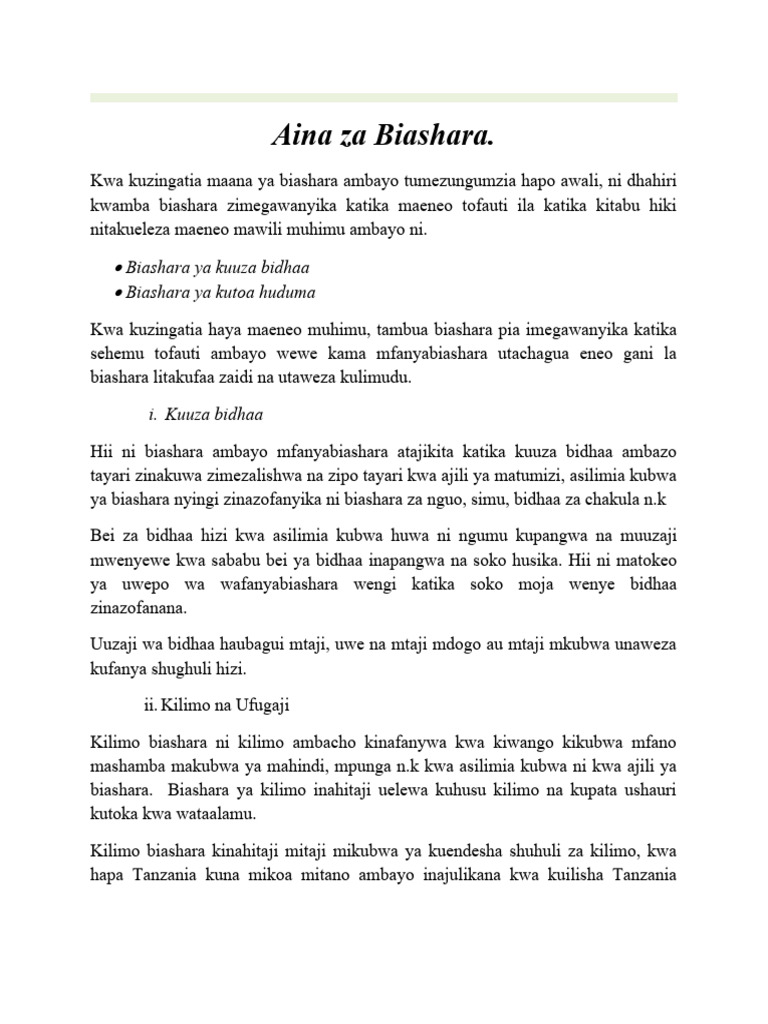 Aina Za Biashara | PDF