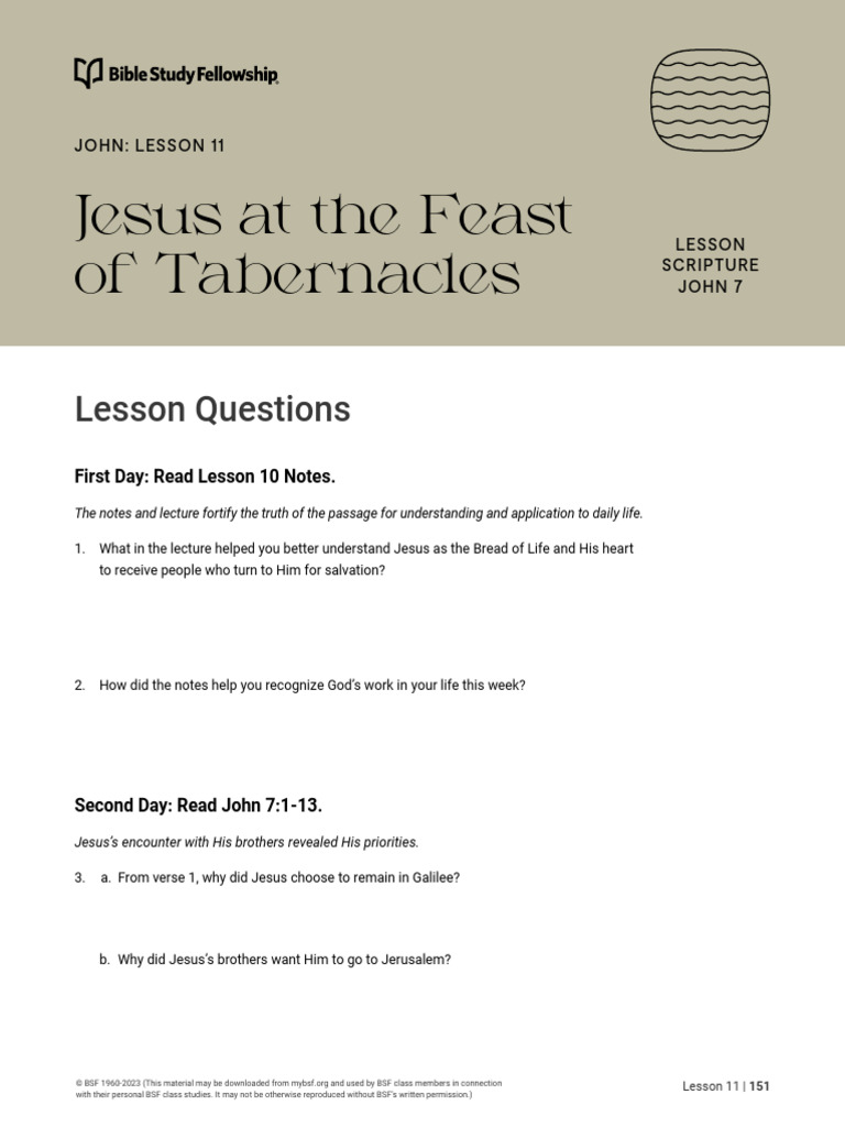 John Lesson 11 - PDF | PDF | Jesus | Gospel Of John
