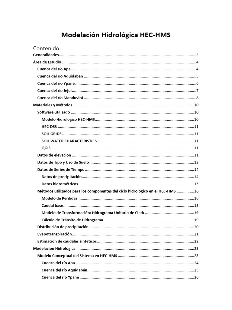 Informe HEC HMS | PDF | Agua subterránea | Río