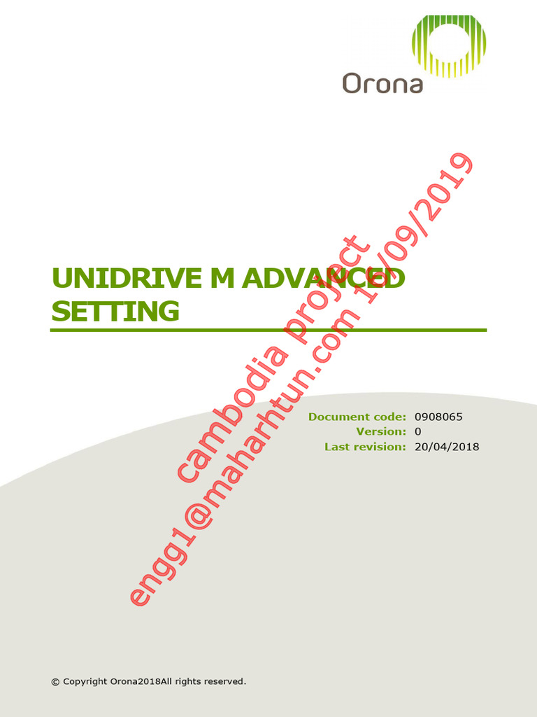 Orona (Unidrive M Advence Setting) | PDF | Manufactured Goods | Electricity