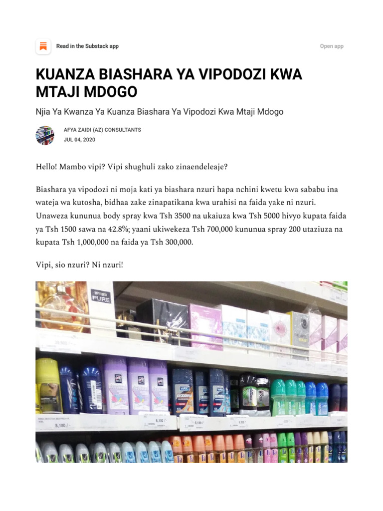 Kuanza Biashara Ya Vipodozi Kwa Mtaji Mdogo | PDF