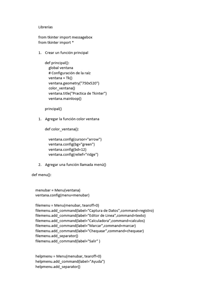 Taller Tkinter | PDF | Métodos y materiales de enseñanza