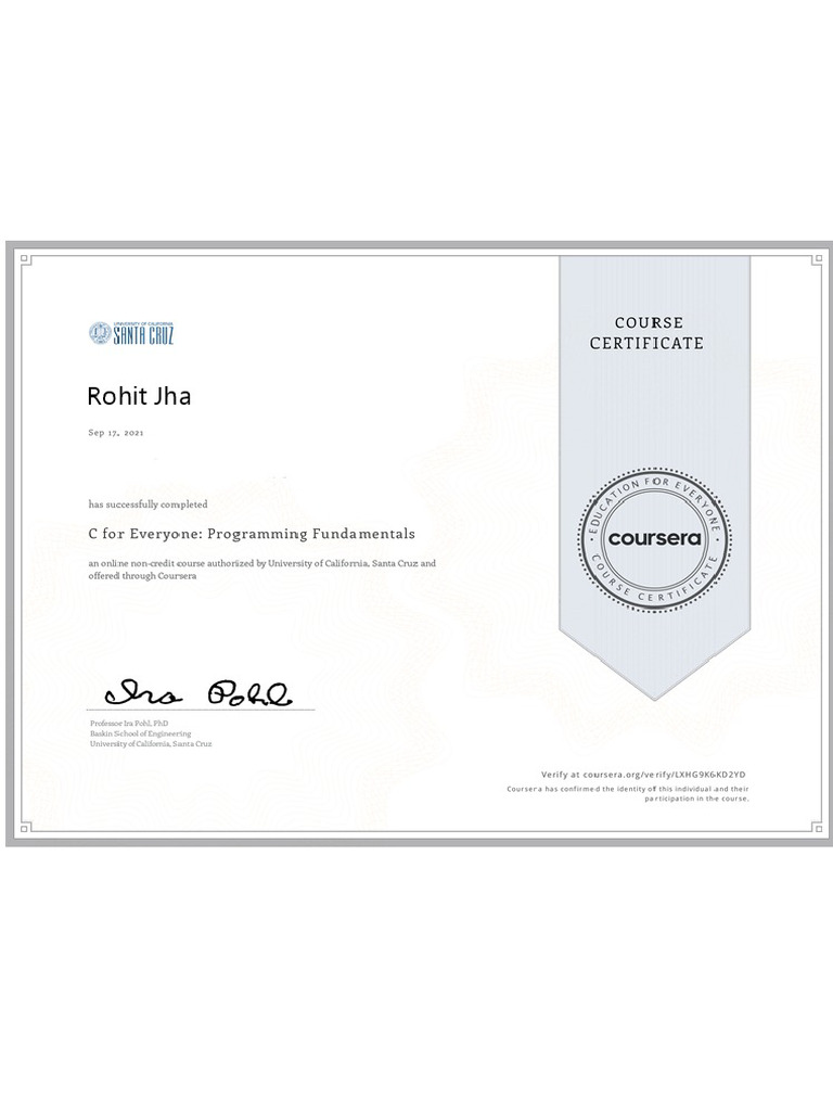 Rohit Narayan Jha - Mooc Certificate | PDF