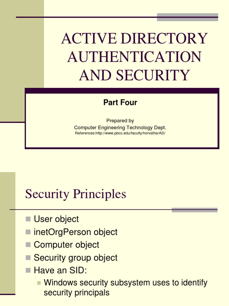Active Directory Authentication and Security: Part Four | PDF | Public ...