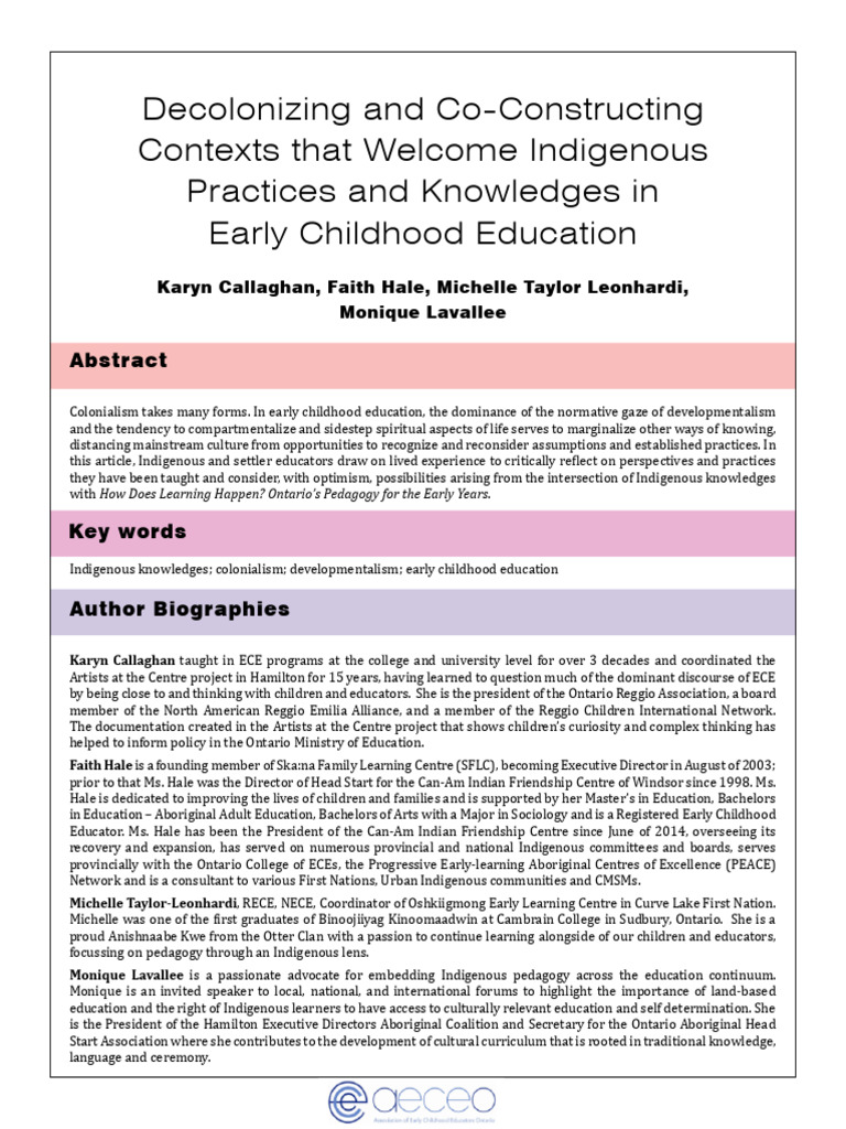 WM Decolonizing and CoConstructing Contexts | PDF | Knowledge | Early Childhood Education