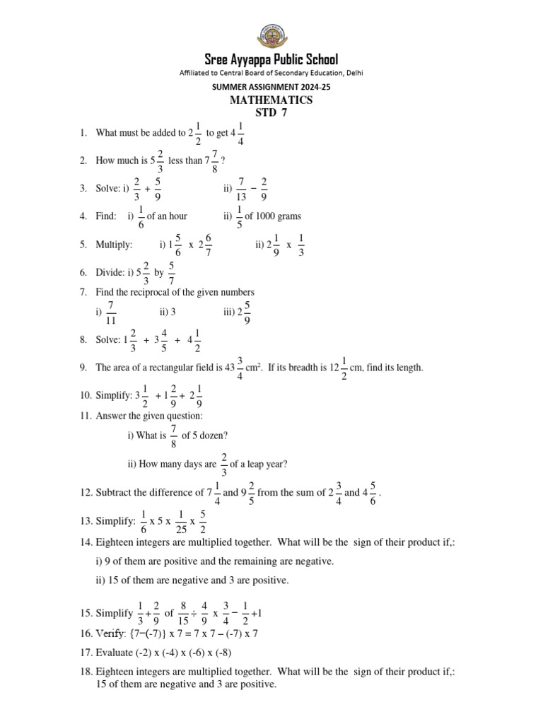 VII Mathematics | Download Free PDF | Elementary Mathematics | Arithmetic