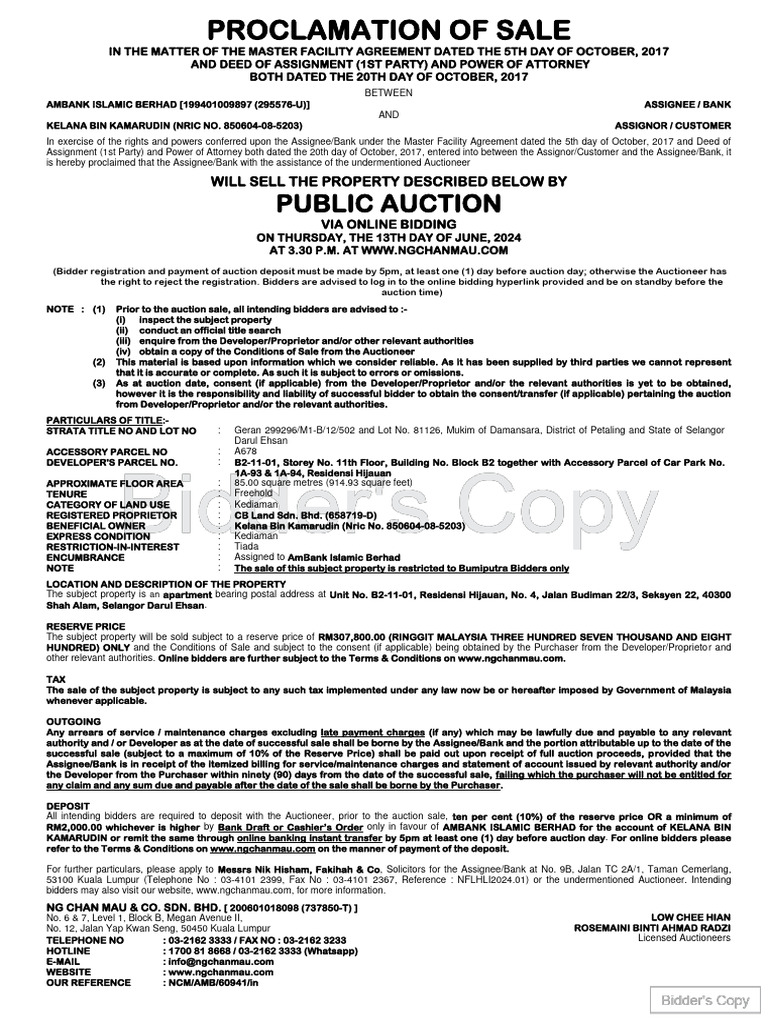 Pos 1 | PDF | Auction | Assignment (Law)