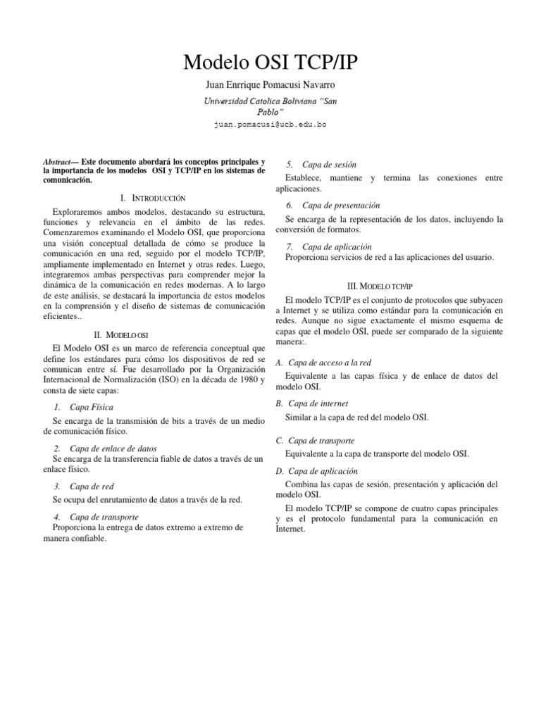 Osi TCP | PDF | Modelo osi | Red de computadoras