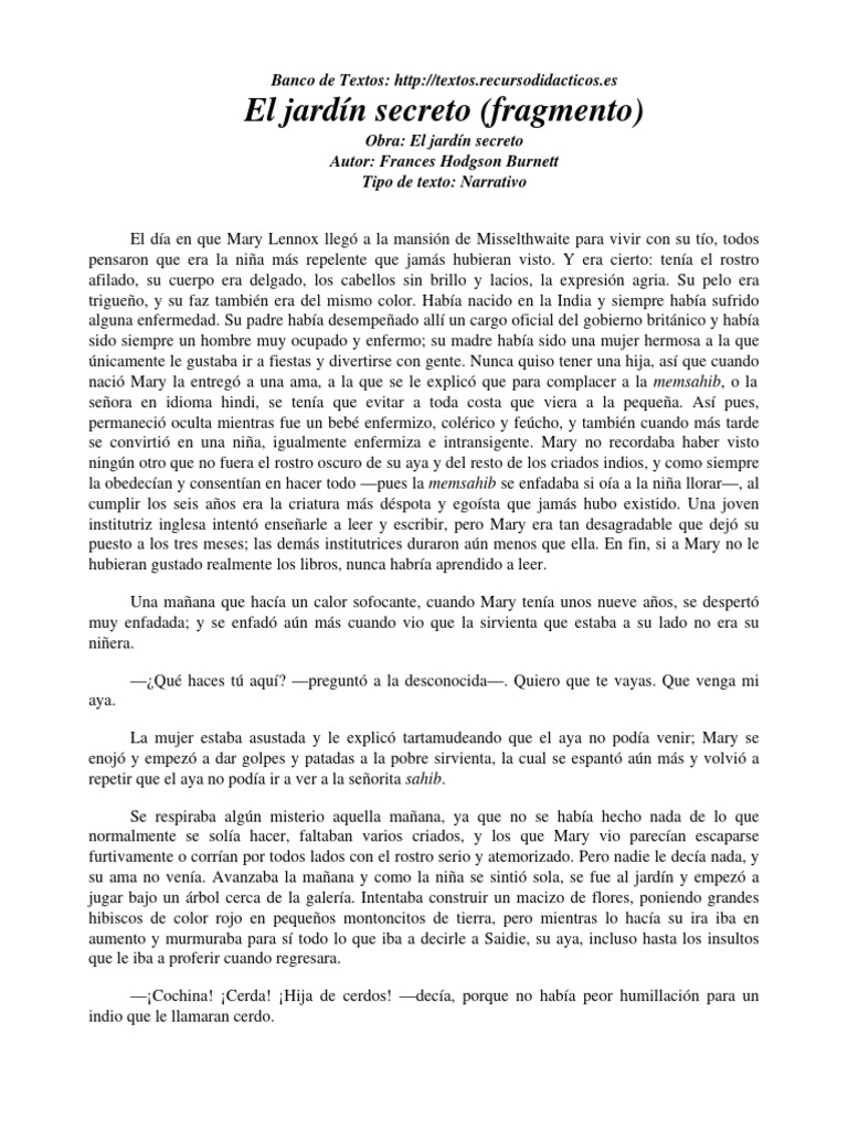 El Jardín Secreto (Fragmento) | PDF