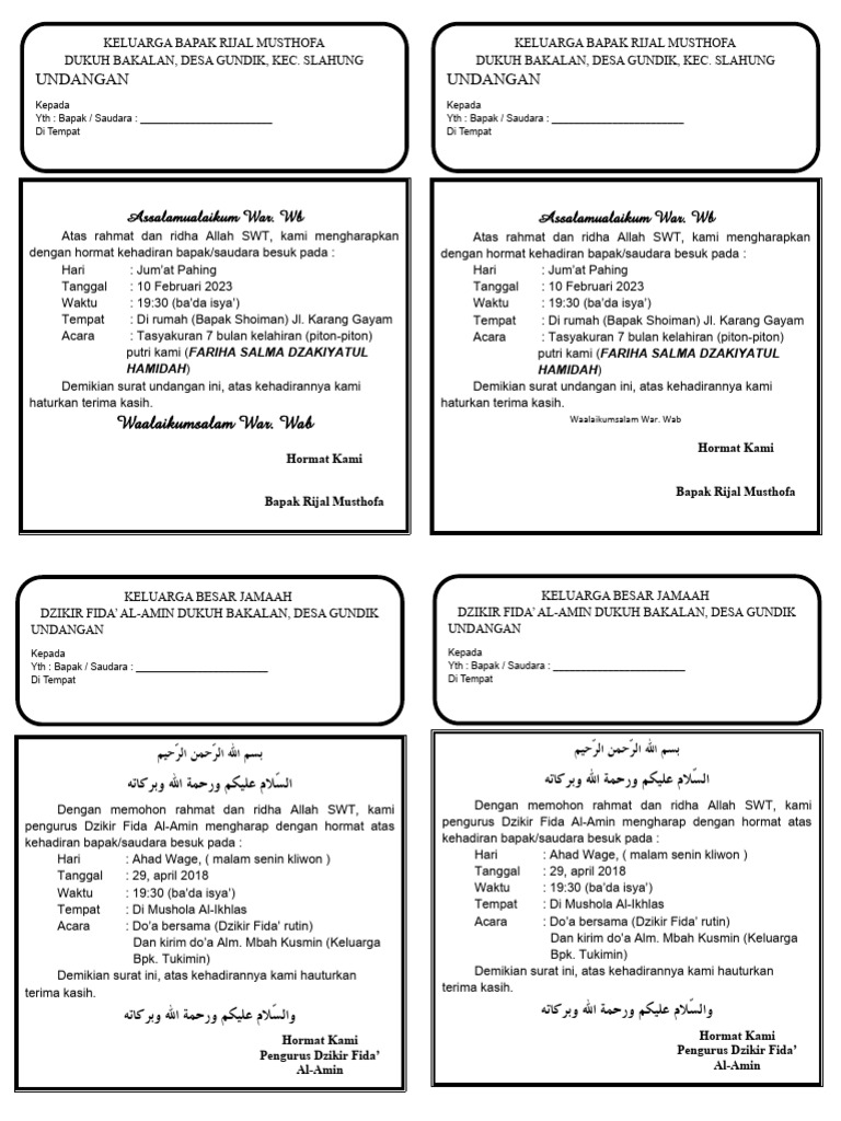 Undangan 7 Bulan Dek Salma | PDF