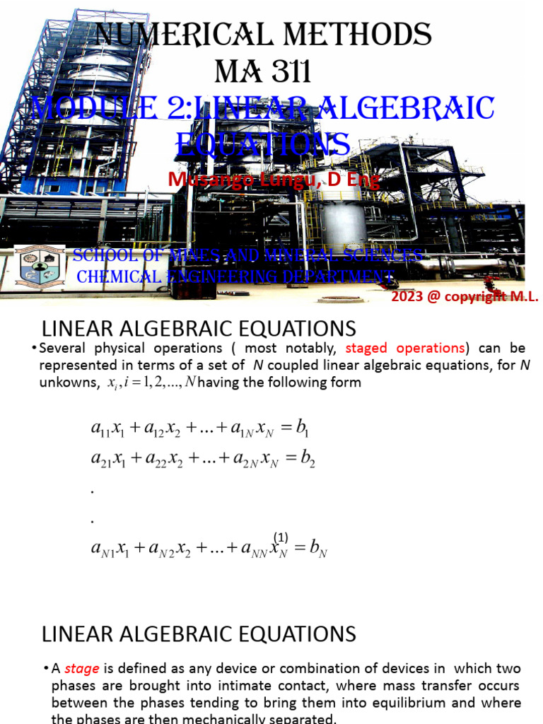 Module 2 Linear Algebraic Equations Pdf System Of Linear Equations Linear Algebra 2995