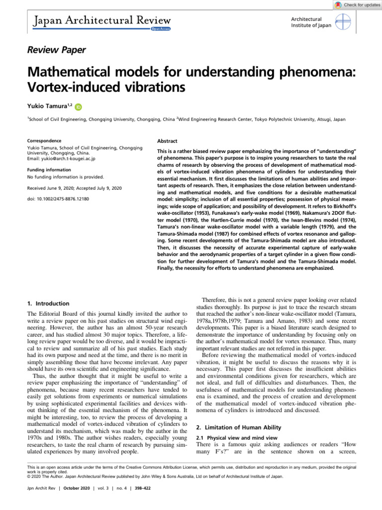Japan Architectural Review - 2020 - Tamura - Mathematical Models For Understanding Phenomena ...