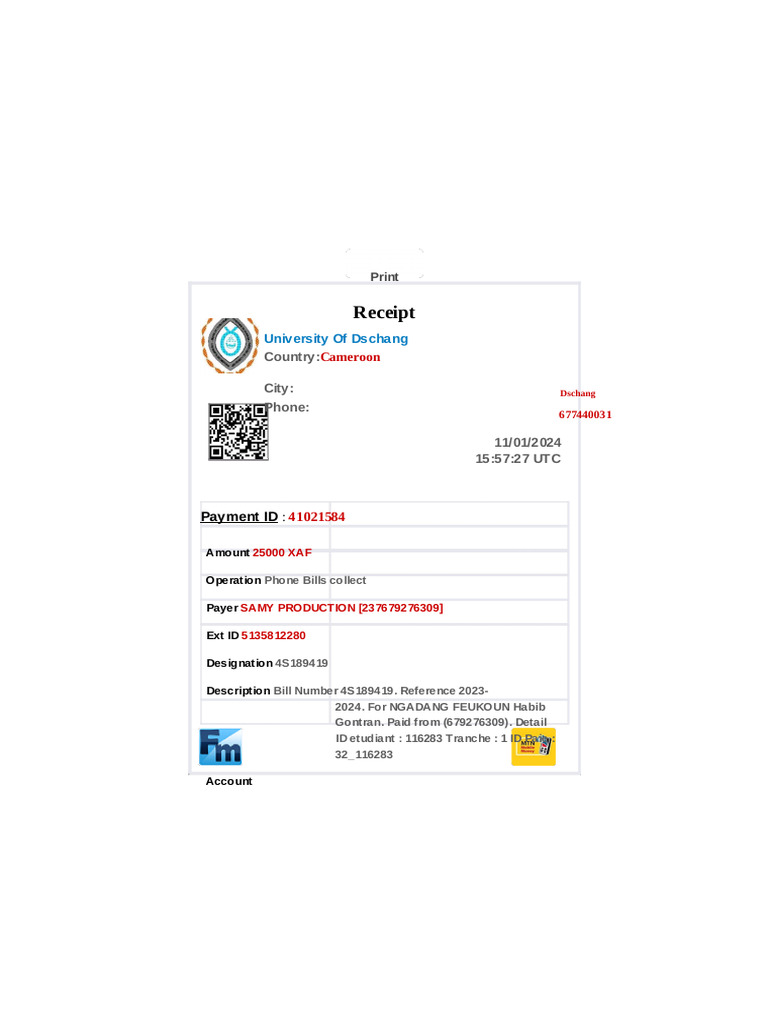 Further Market Receipted Bill (MoMo) | PDF