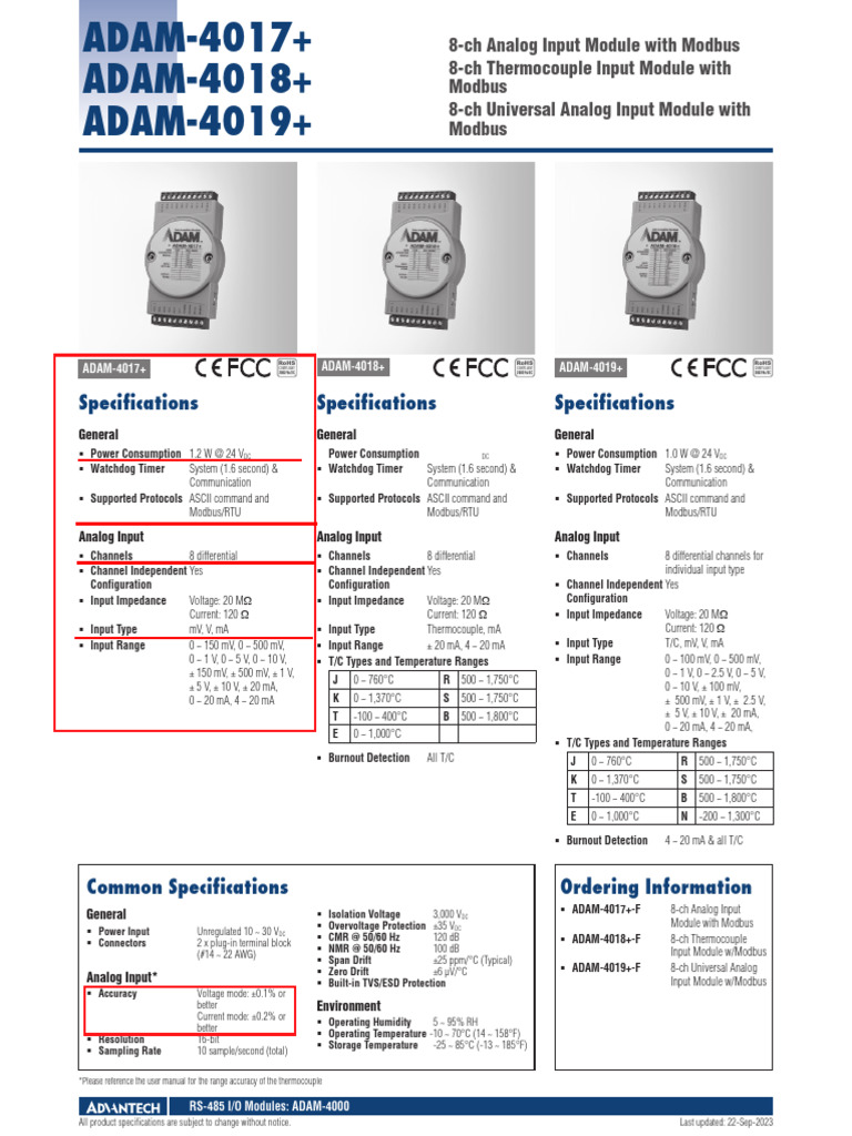 Adam-4017 4018 4019 DS (092223) 20230928142137 | PDF | Thermocouple ...