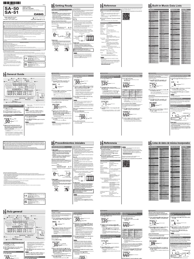 SA50 51 Usersguide En | PDF | Organ (Music) | Power Supply