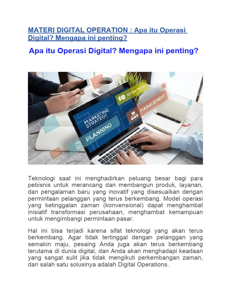 Pentingnya Digital Operations untuk Bisnis | PDF | Bisnis | Pengelolaan ...