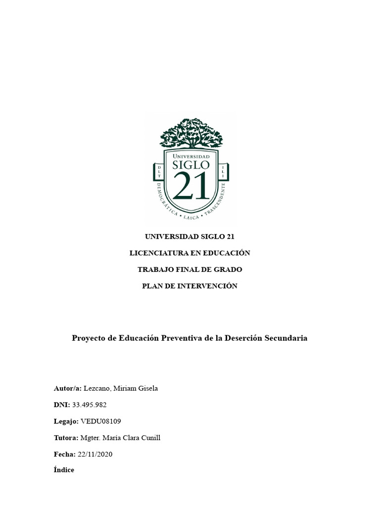 Tfg. - Miriam Lezcano | PDF | Educación Secundaria | Aprendizaje