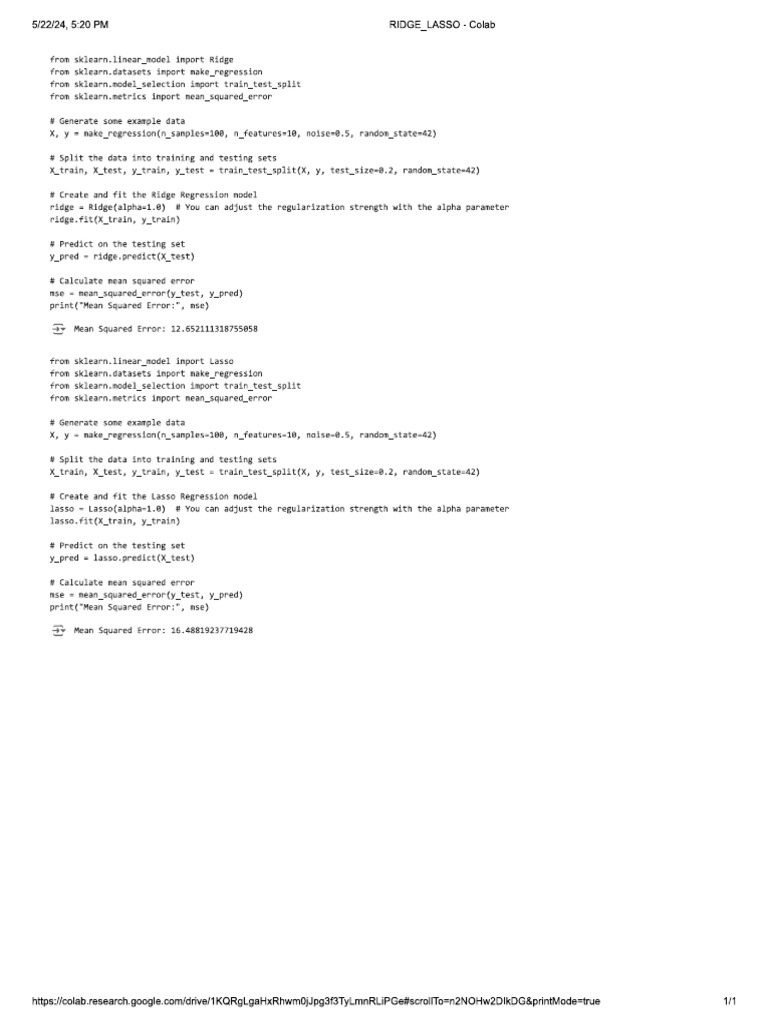 Ridge Lasso Regresssion | PDF