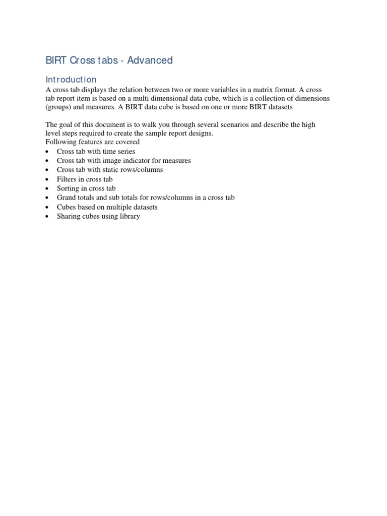 Birt Cross Tab Tutorial Advanced | PDF | Hierarchy | Data Set