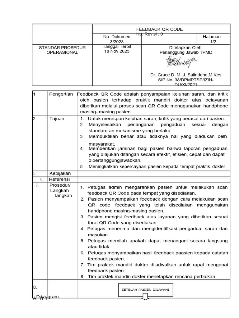 SOP Feedback QR Code Praktik Mandiri | PDF | Bisnis | Pengelolaan ...