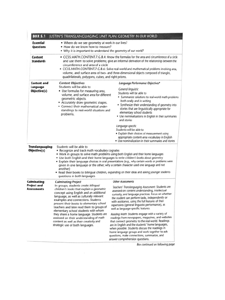 Translanguaging Lesson Plan Example | PDF