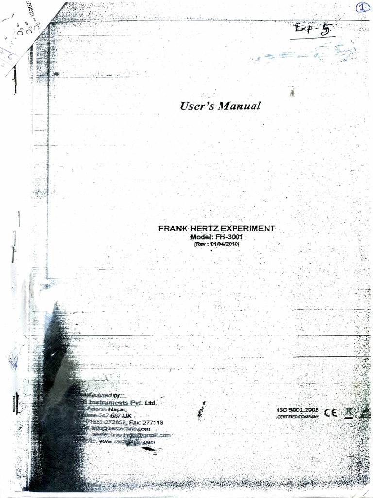 Frank Hertz Experiment Pdf Electromagnetism Theoretical Physics