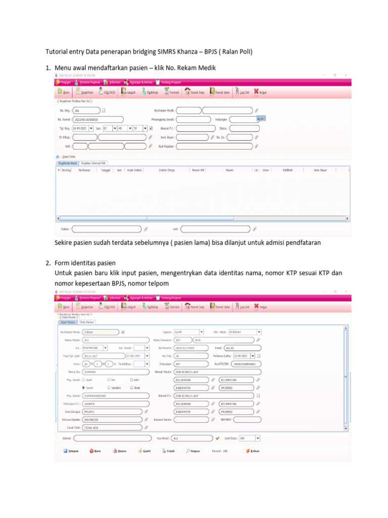 Tutorial Entry Data Penerapan Bridging SIMRS Khanza Ralan | PDF