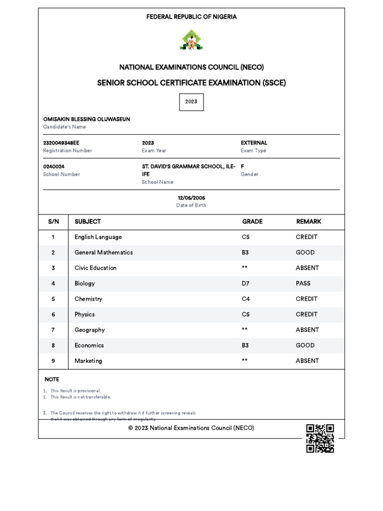 Omisakin Blessing | PDF