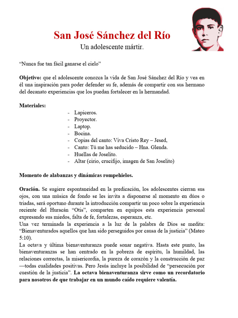San José Sánchez del Río: Inspiración Juvenil | PDF