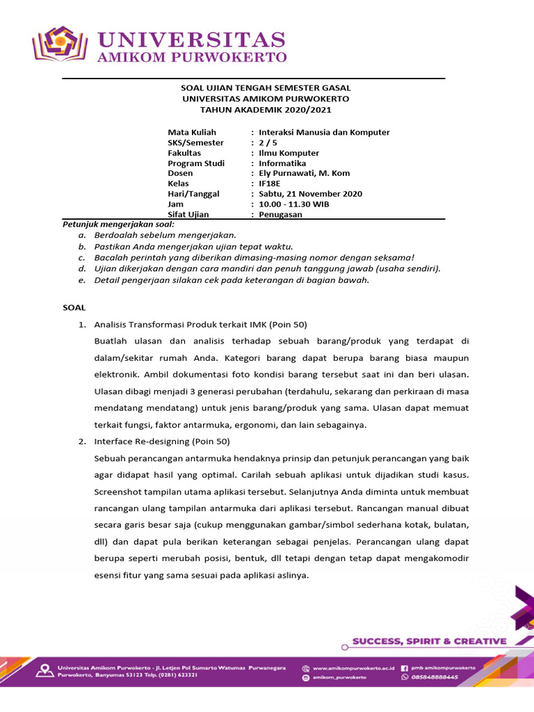 Soal UTS IMK | PDF | Komputer