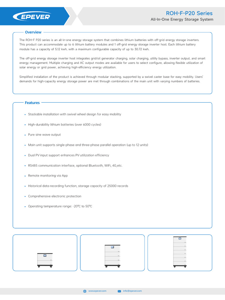EPEVER-DataSheet-ROH-F-P20 series | PDF | Power Inverter | Photovoltaics