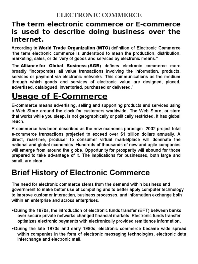 Electronic Commerce | PDF